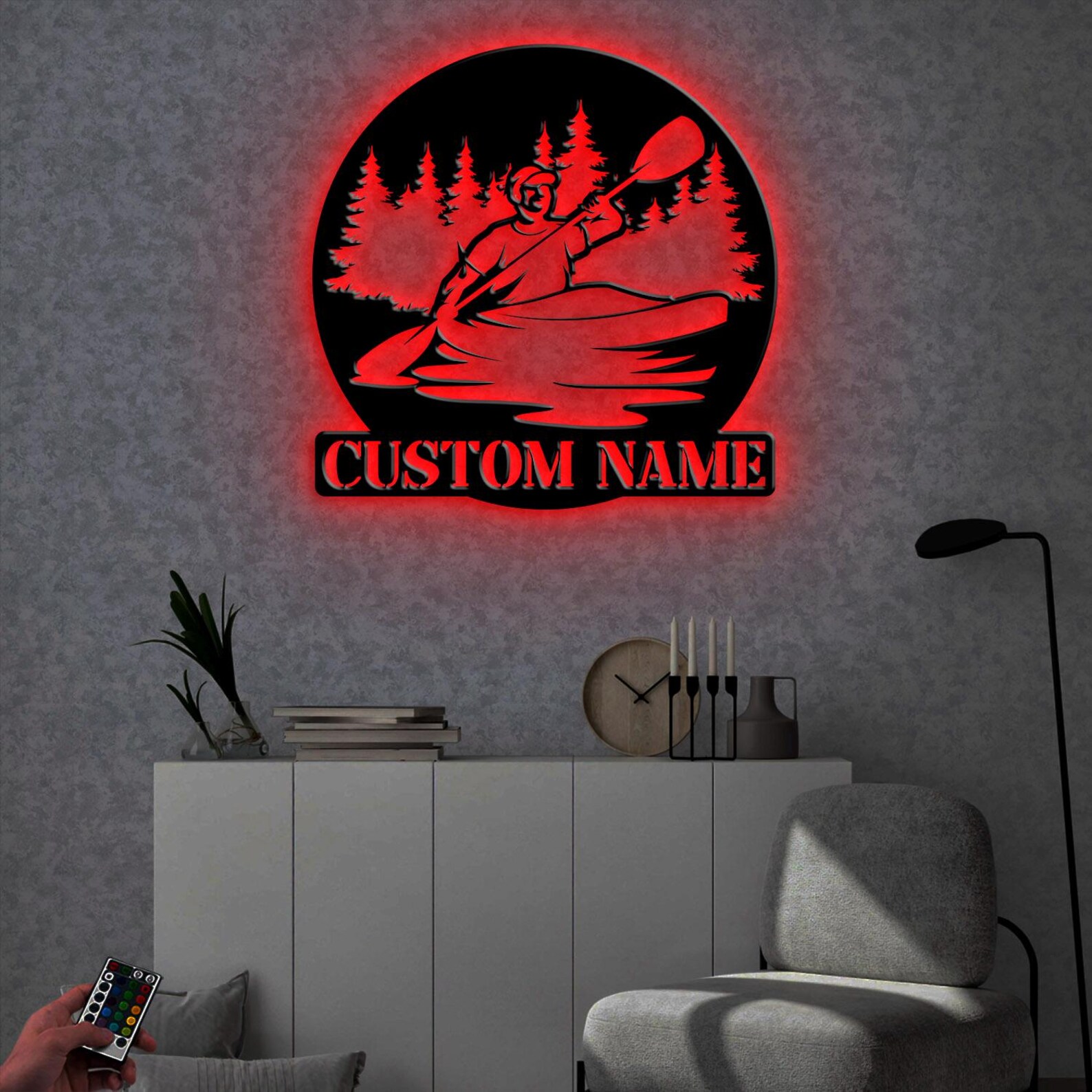Custom Rowing Metal Wall Art LED Light, Personalized Boat Racers Name ...