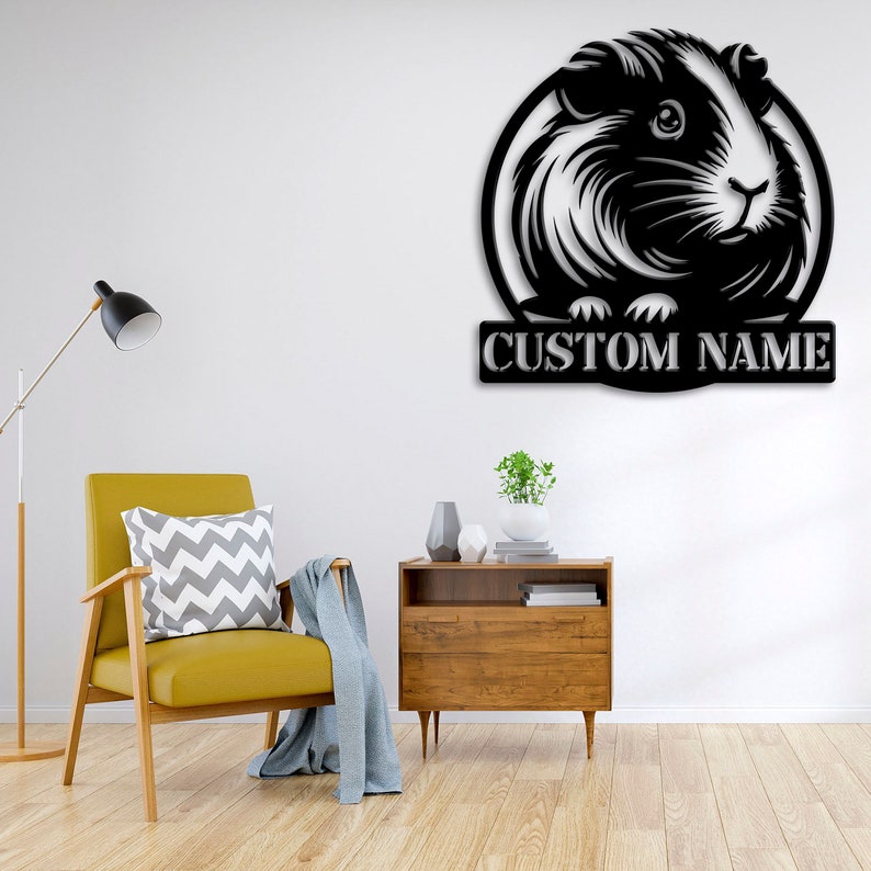 Custom Guinea Pig Metal Wall Art Led Light, Personalized Cavy Lover ...