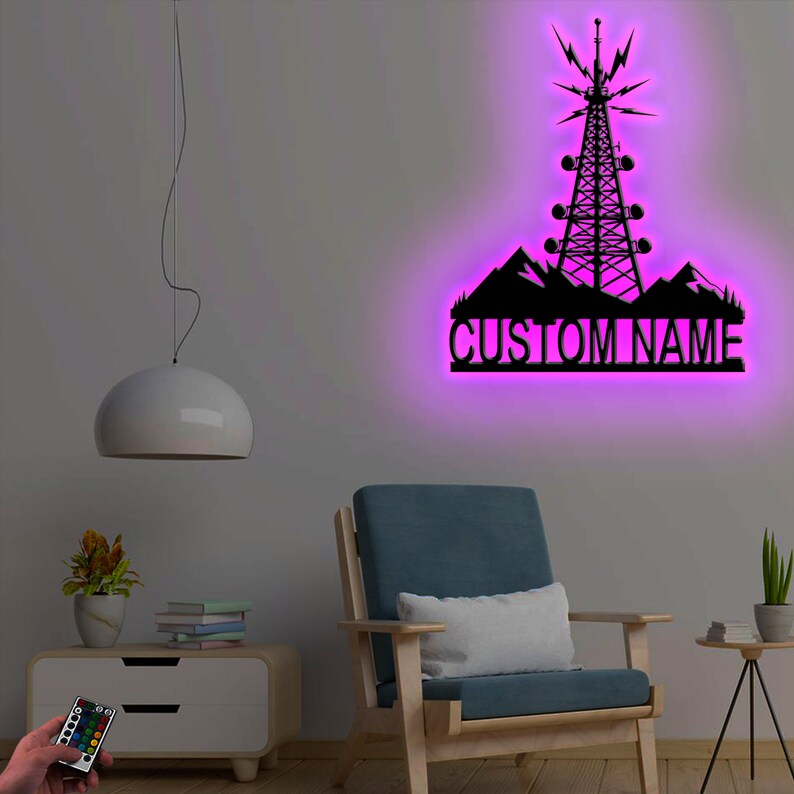 Custom Call Sign Metal Wall Art Led Light, Personalized Ham Radio Sign ...
