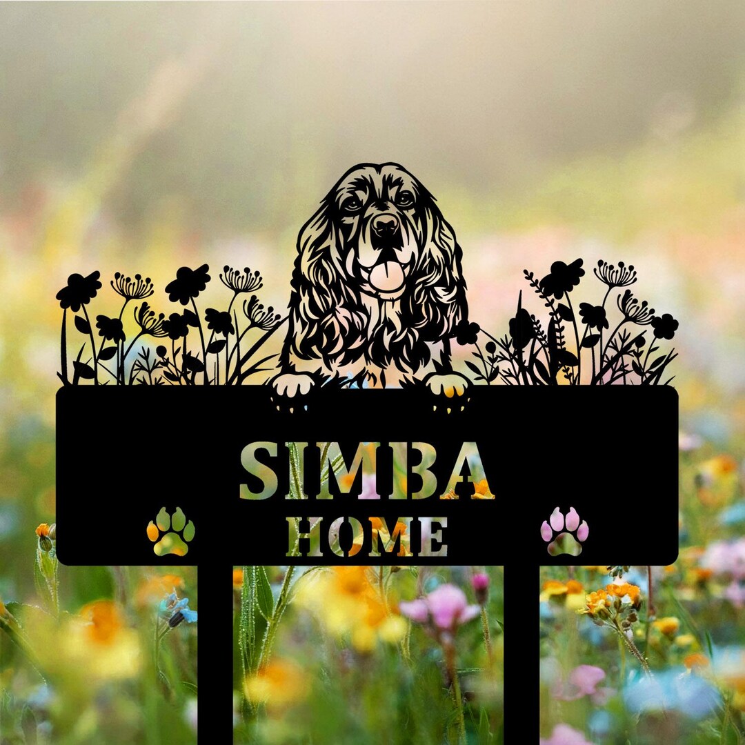 Personalized Cocker Spaniel Dog Metal Memorial Garden Stake Pet Grave ...