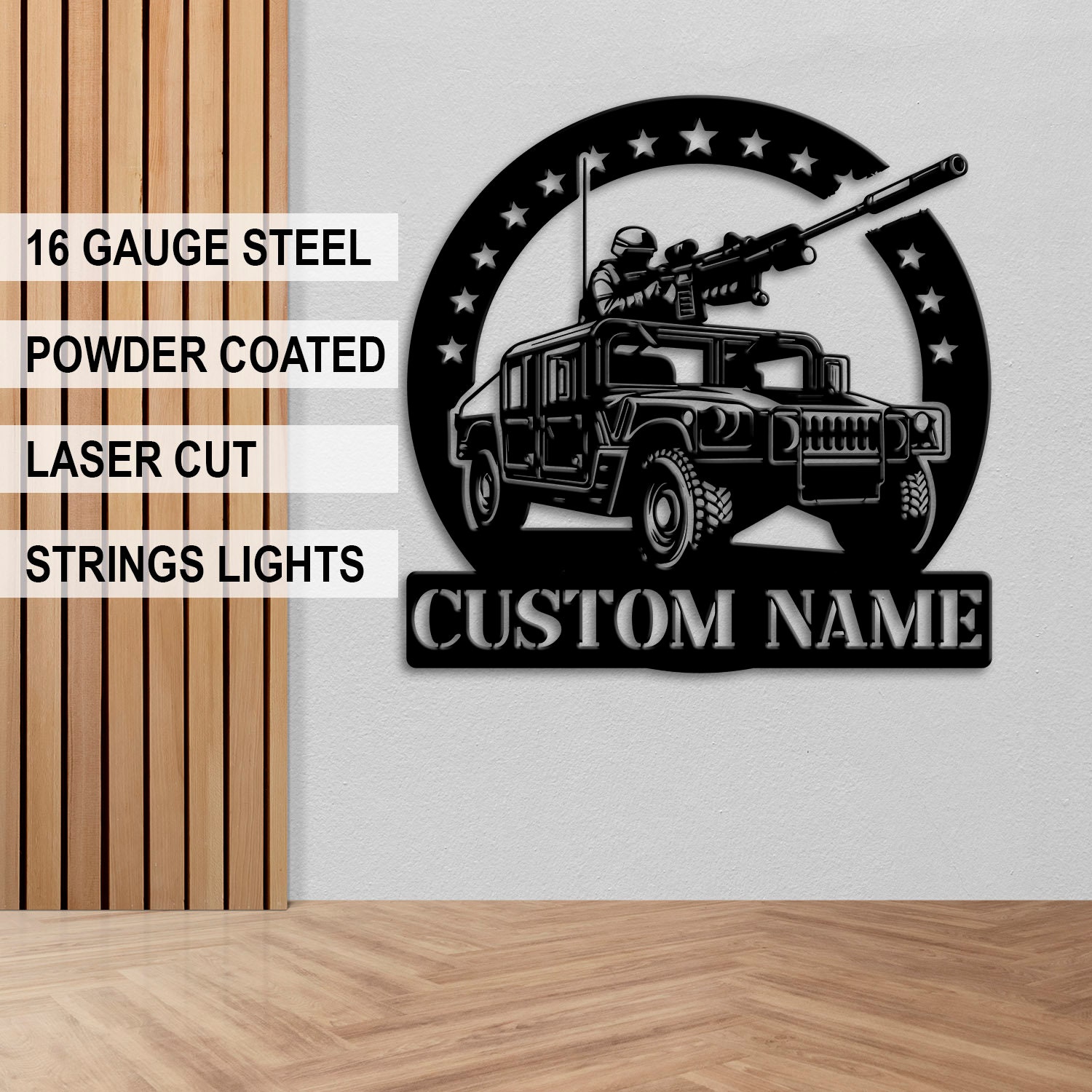 Custom Humvee Metal Wall Art LED Light, Personalized Humvee Driver Name ...