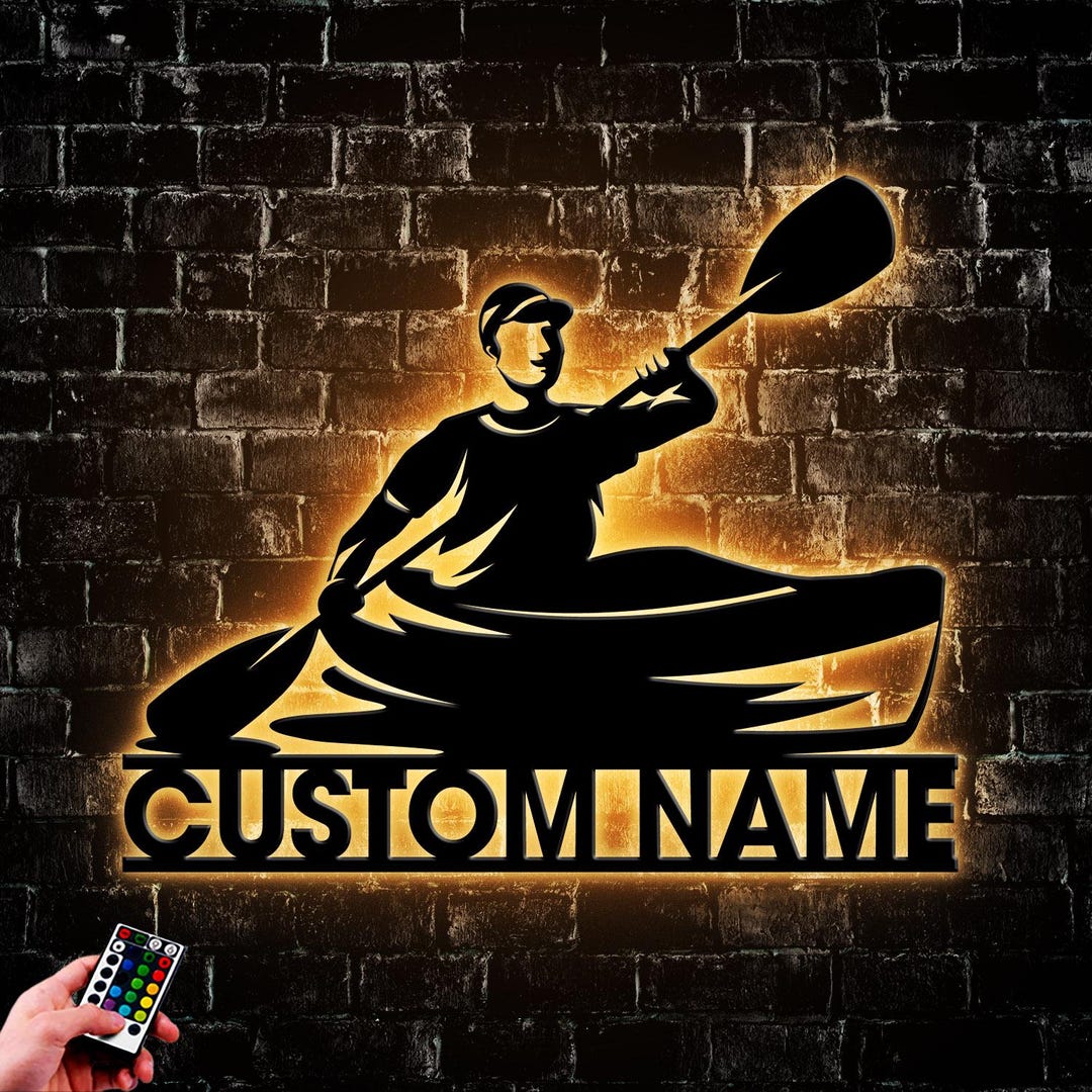 Custom Rowing Metal Wall Art LED Light, Personalized Boat Racers Name ...