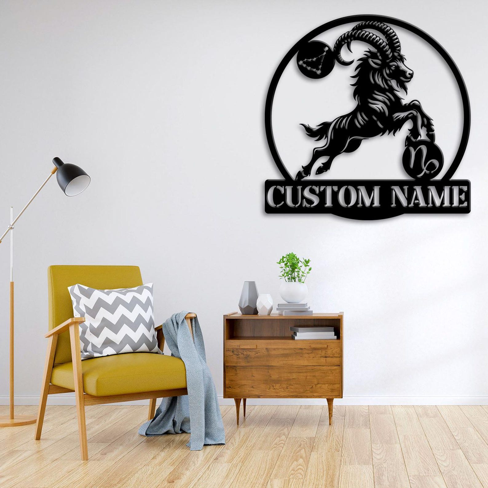 Custom Capricorn Zodiac Symbol Constellation Stars Metal Wall Art LED ...