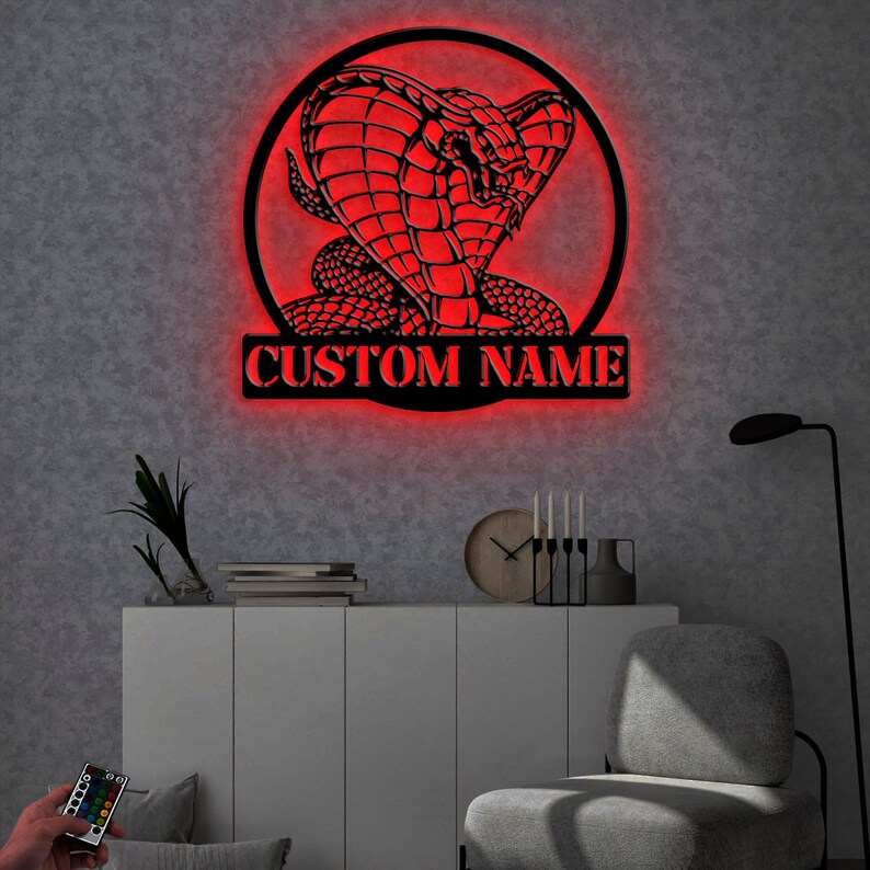 Custom King Cobra Snake Metal Wall Art Led Light, Personalized Cobra ...