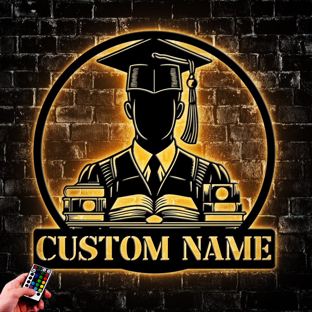 Custom Psychology Graduation Metal Wall Art LED Light, Personalized ...