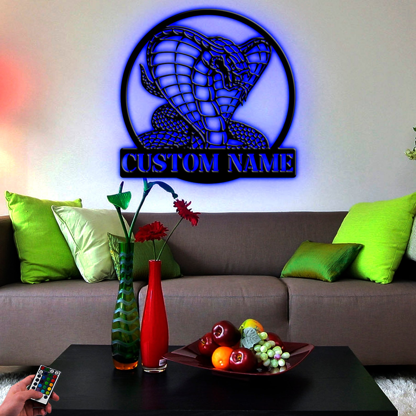 Custom King Cobra Snake Metal Wall Art Led Light, Personalized Cobra ...