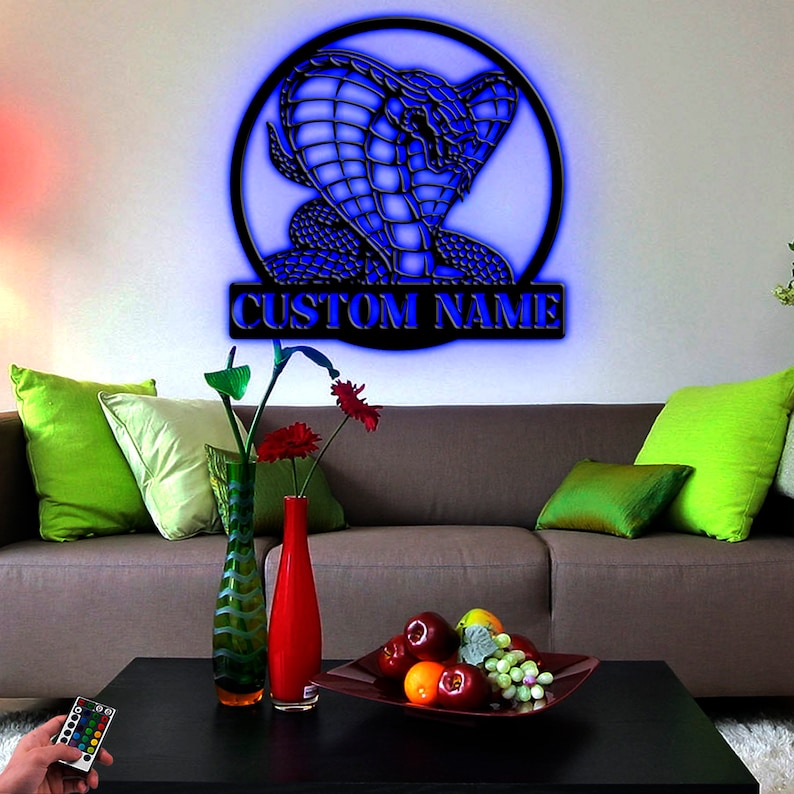 Custom King Cobra Snake Metal Wall Art Led Light, Personalized Cobra ...