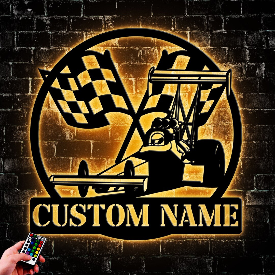Custom Top Fuel Dragster Metal Wall Art Led Light, Personalized Drag ...