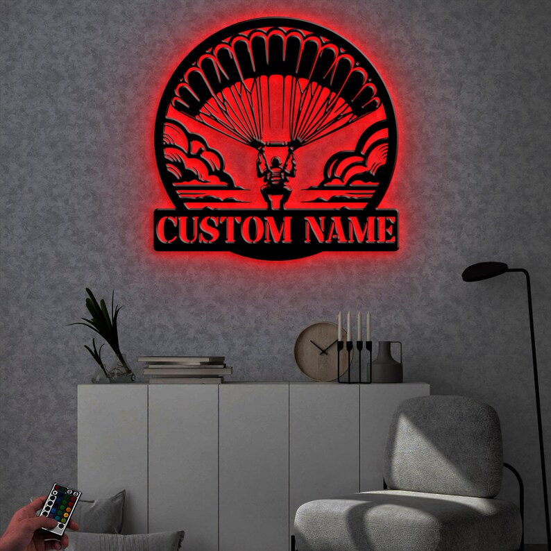 Custom Powered Parachute Metal Wall Art Led Light, Personalized ...