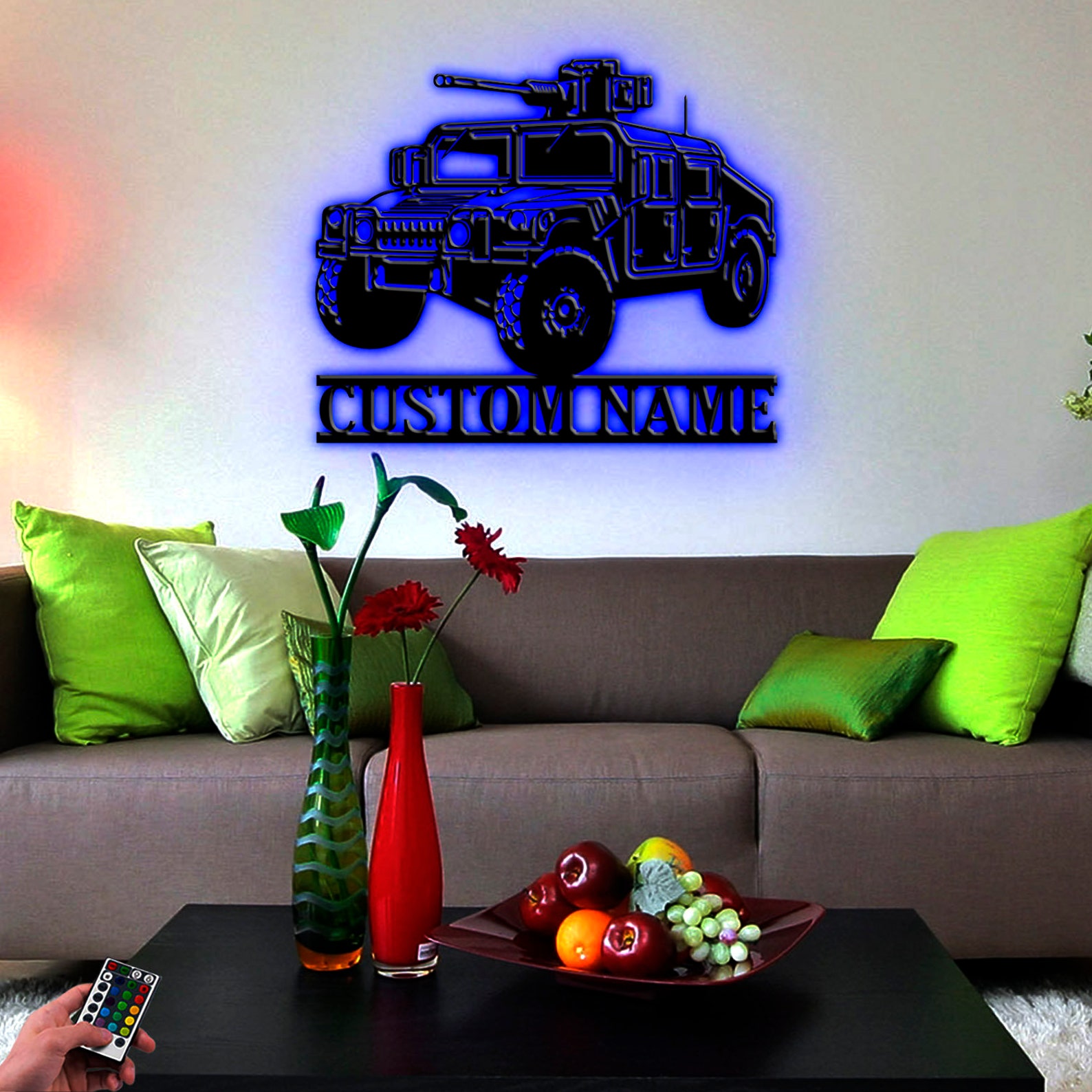 Custom Humvee Metal Wall Art LED Light, Personalized Humvee Driver Name ...