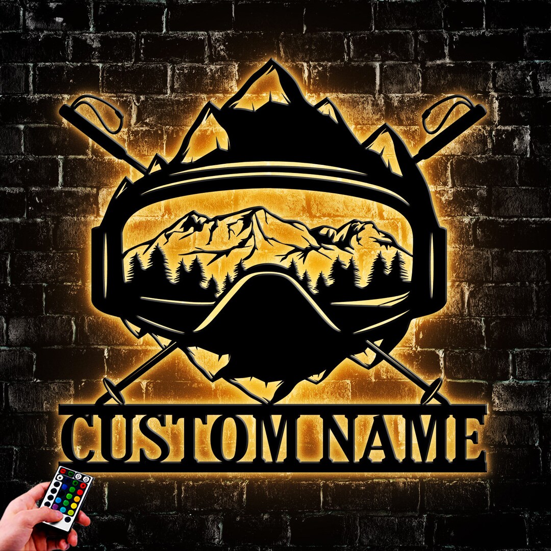 Custom Snowboarding Metal Wall Art Led Light, Personalized Mountain ...