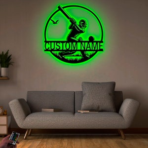 Custom Cricket Metal Wall Art Led Light, Personalized Cricket Player ...