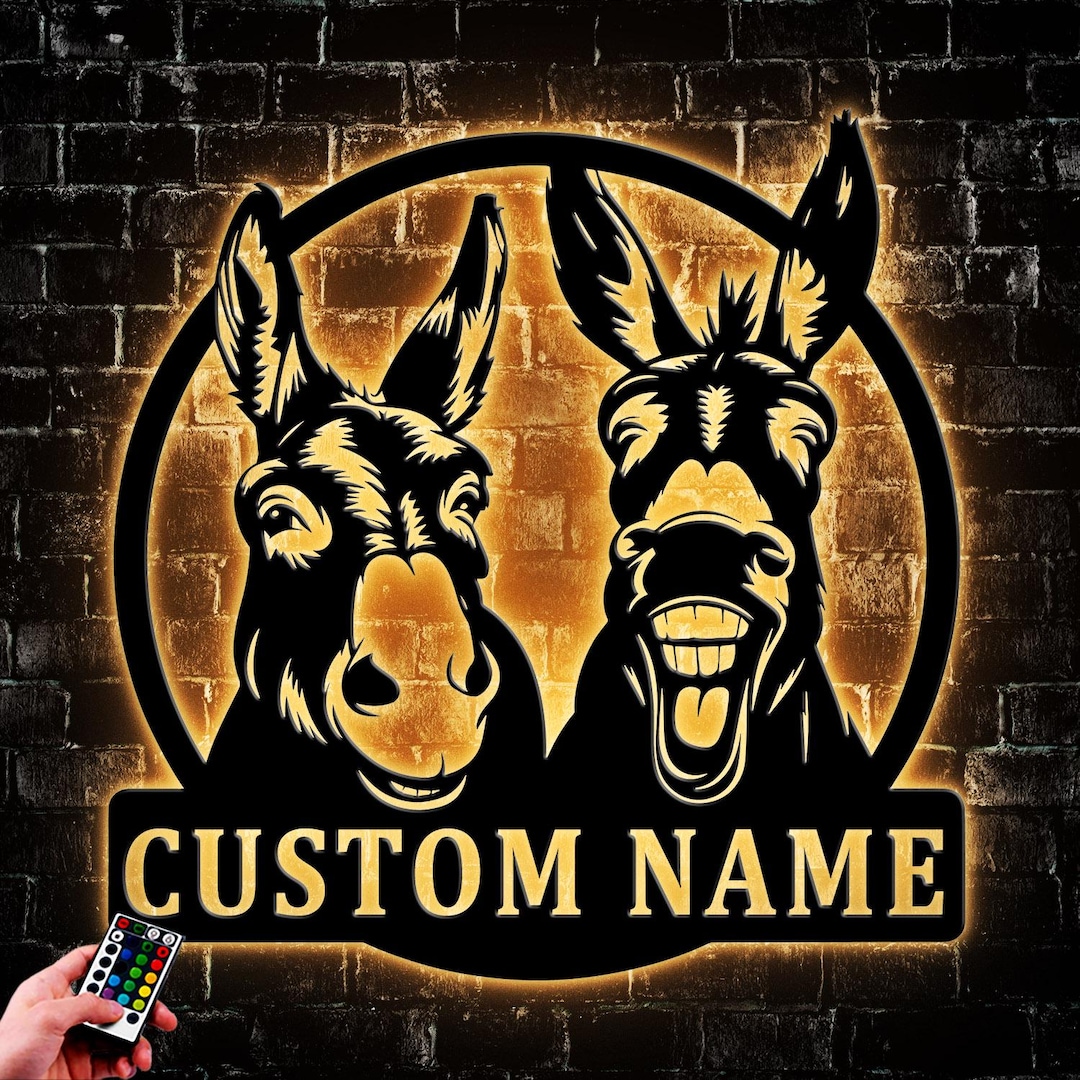 Custom Donkey V2 Metal Wall Decor With Led Light, Personalized Donkey ...