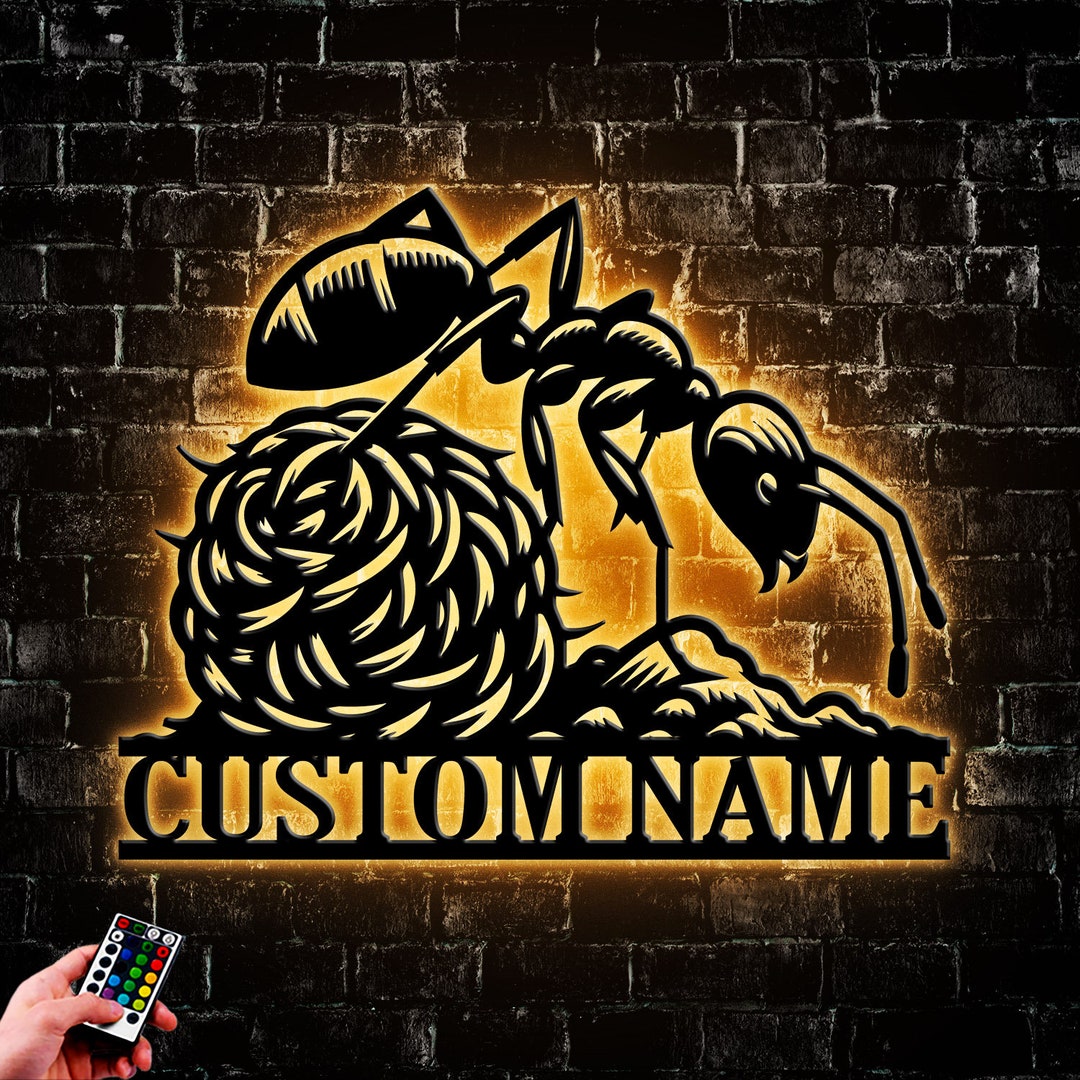 Custom Ant Animal Metal Wall Art LED Light, Personalized Ant Animal ...