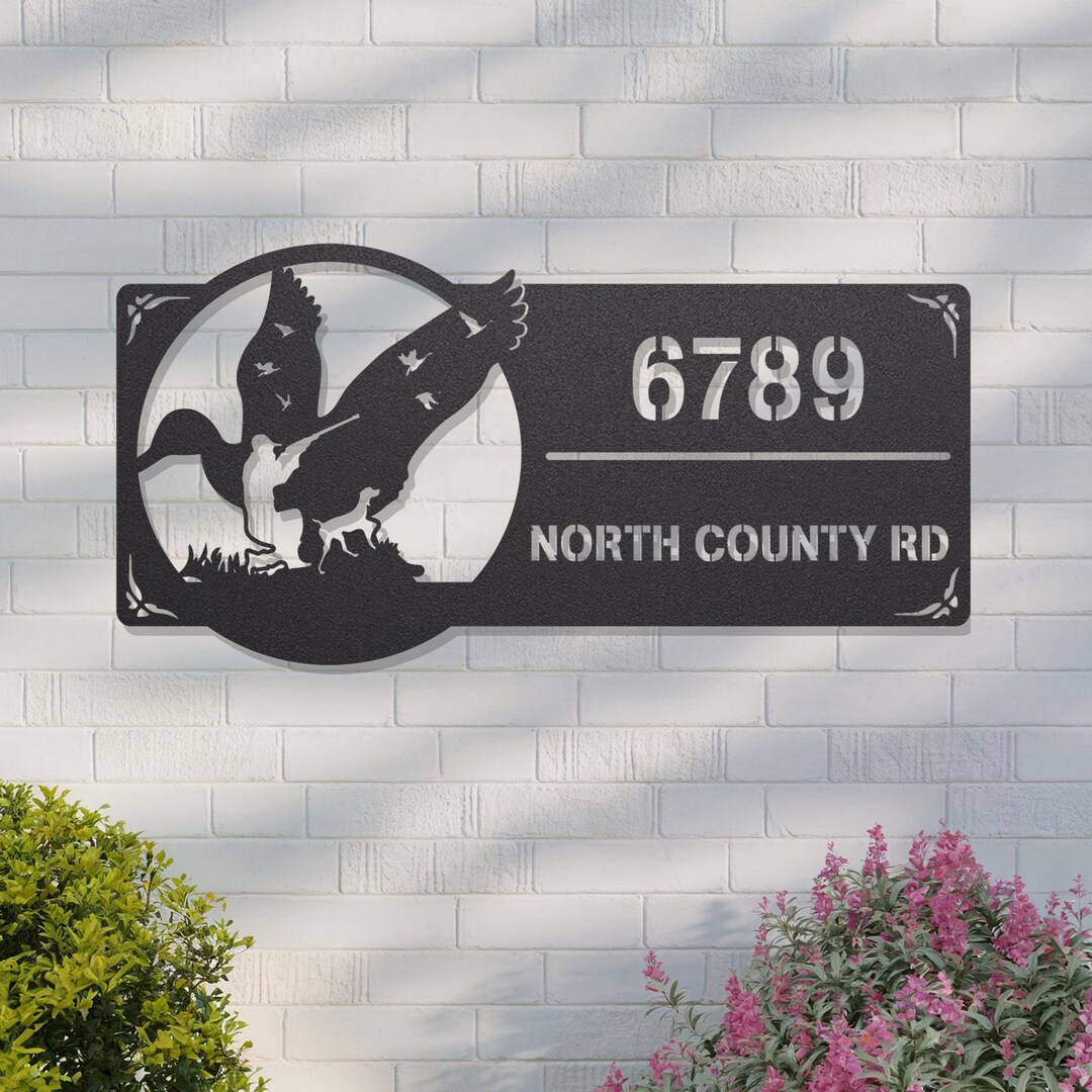 Custom Dog and Duck Hunting Address Sign, Personalized Metal Hunter ...