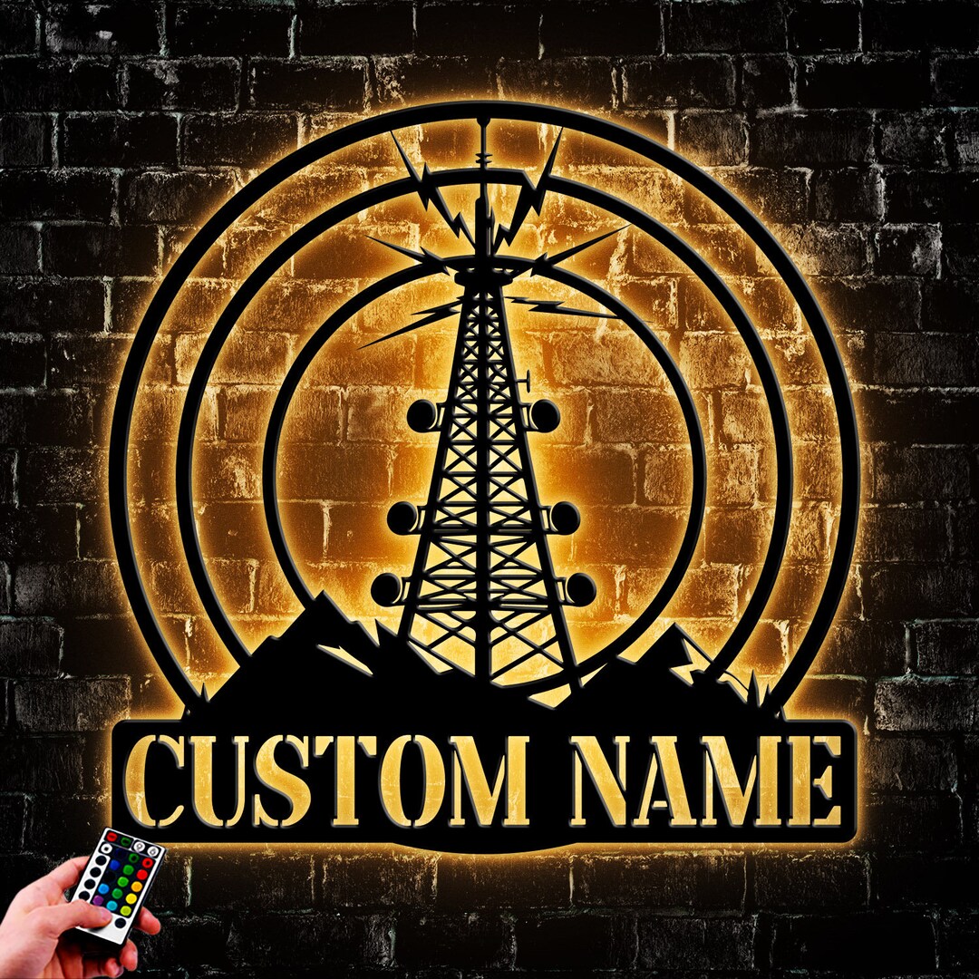 Custom Call Sign Metal Wall Art Led Light, Personalized Ham Radio Sign ...