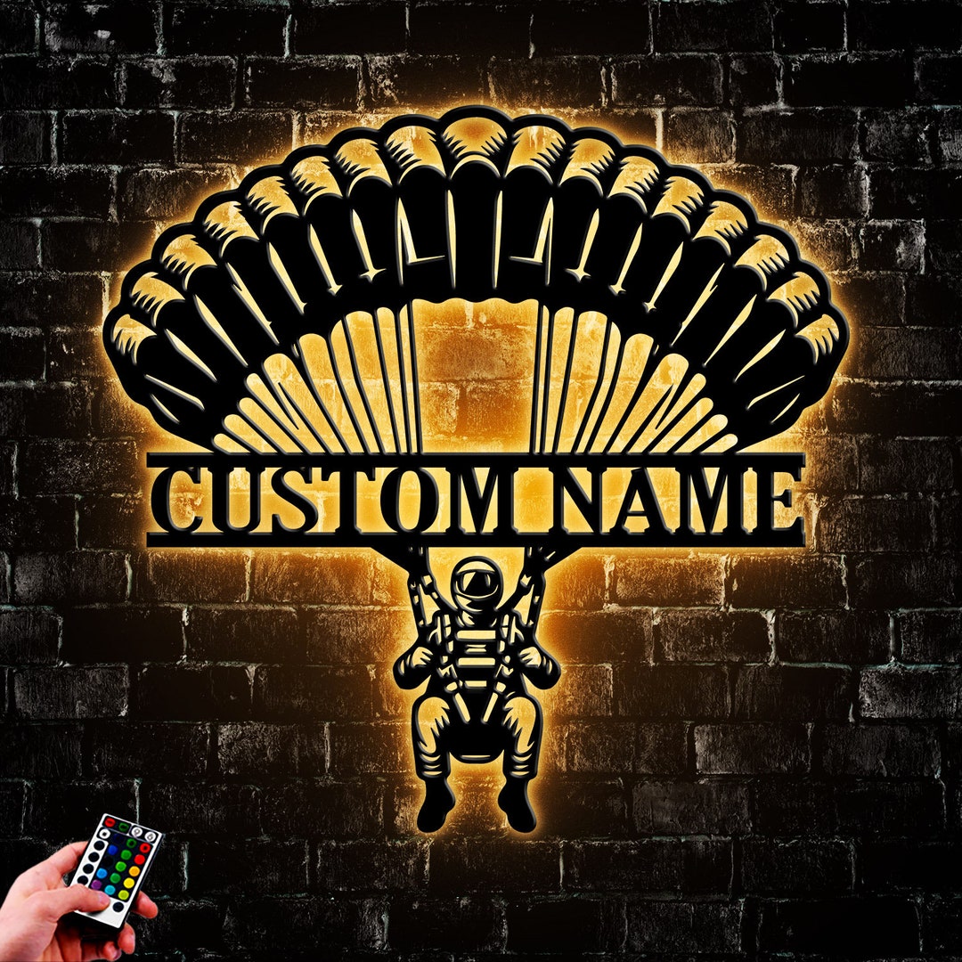 Custom Powered Parachute Metal Wall Art Led Light, Personalized ...