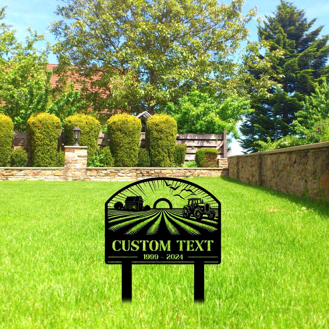 Custom Farming Fields Garden Metal Sign, Personalized Gardener Name ...