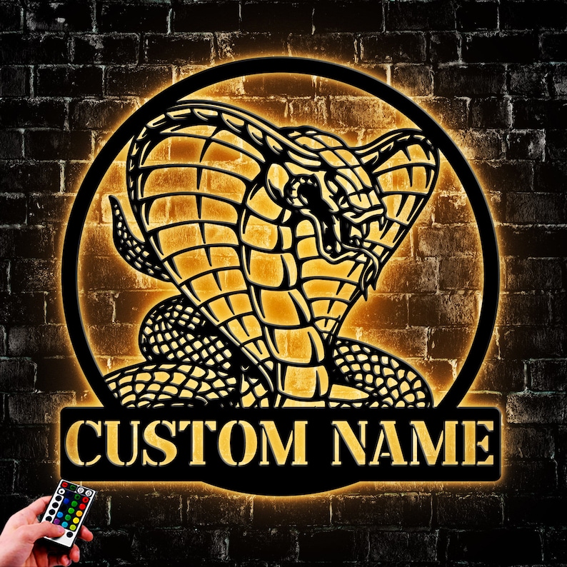 Custom King Cobra Snake Metal Wall Art Led Light, Personalized Cobra ...