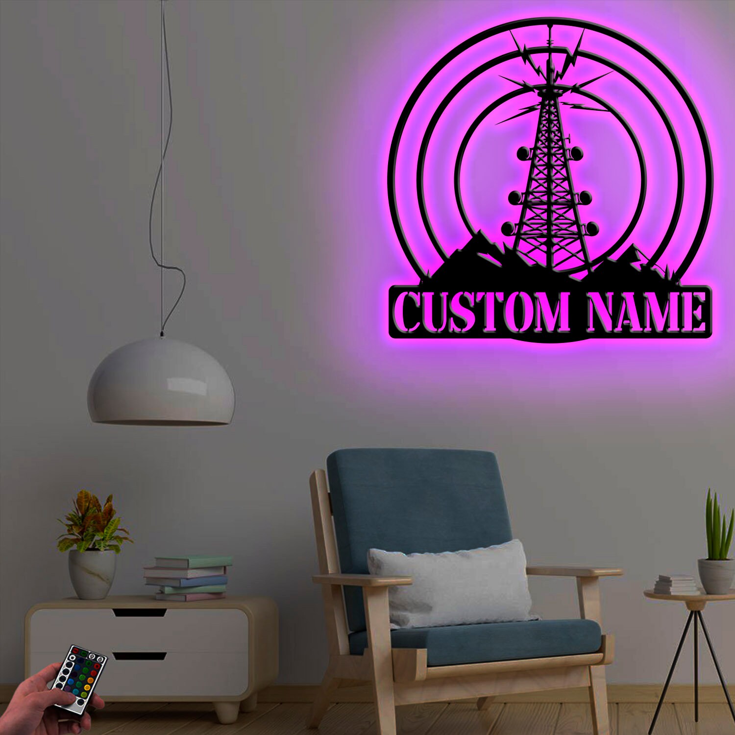 Custom Call Sign Metal Wall Art Led Light, Personalized Ham Radio Sign ...