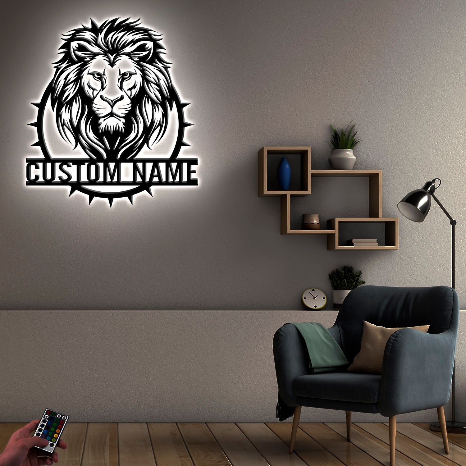 Custom Awesome Lion Metal Wall Art LED Light, Personalized Lion Lover ...