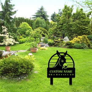 Custom Donkey Garden Metal Sign, Personalized Gardener Name Sign ...