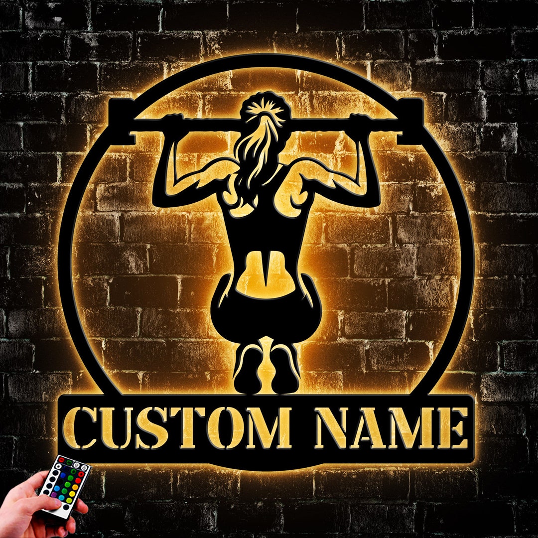 Custom Female Calisthenics Metal Wall Art LED Light, Personalized Girl ...