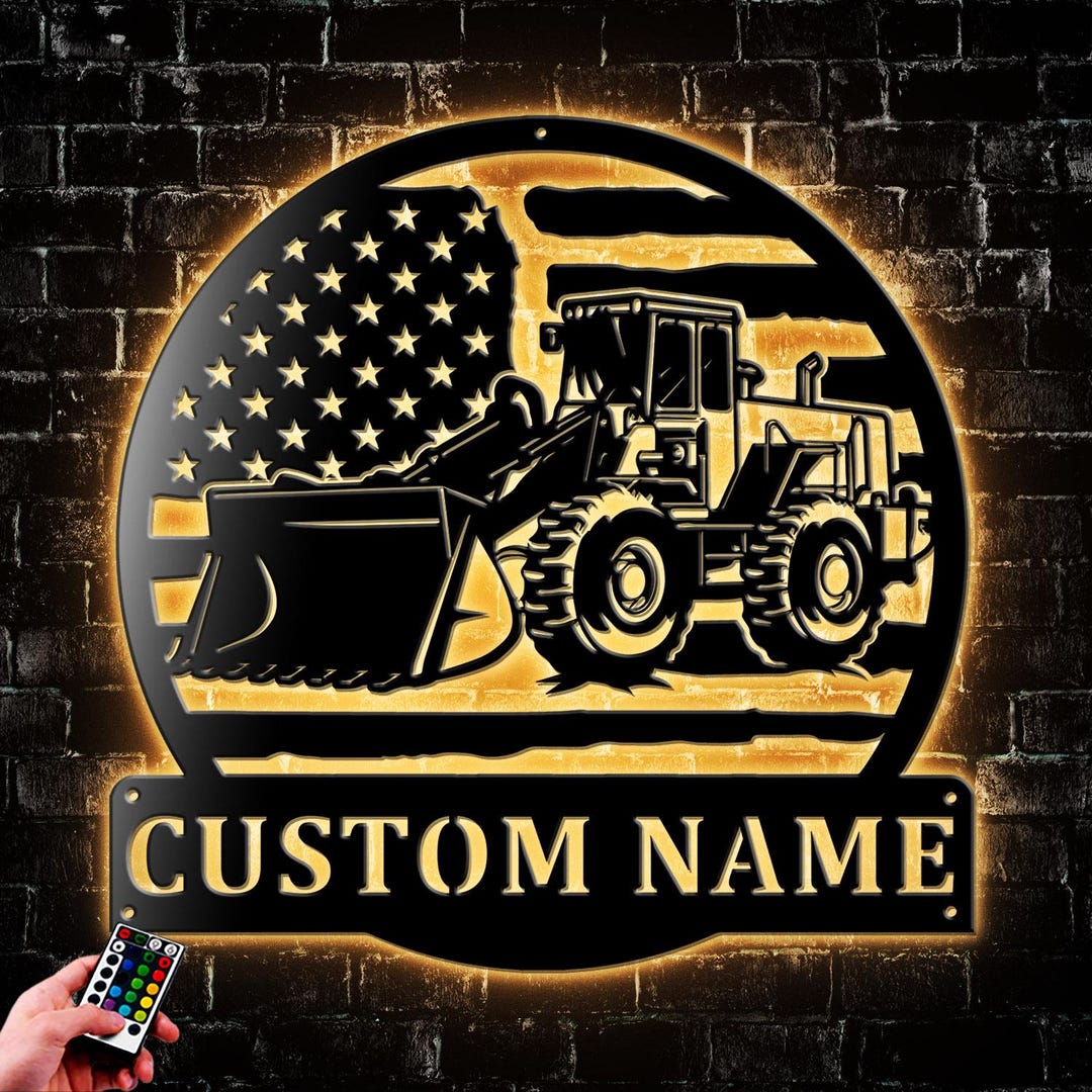 Personalized Us Loader Truck Metal Wall Art With Led Lights, Skid Steer ...