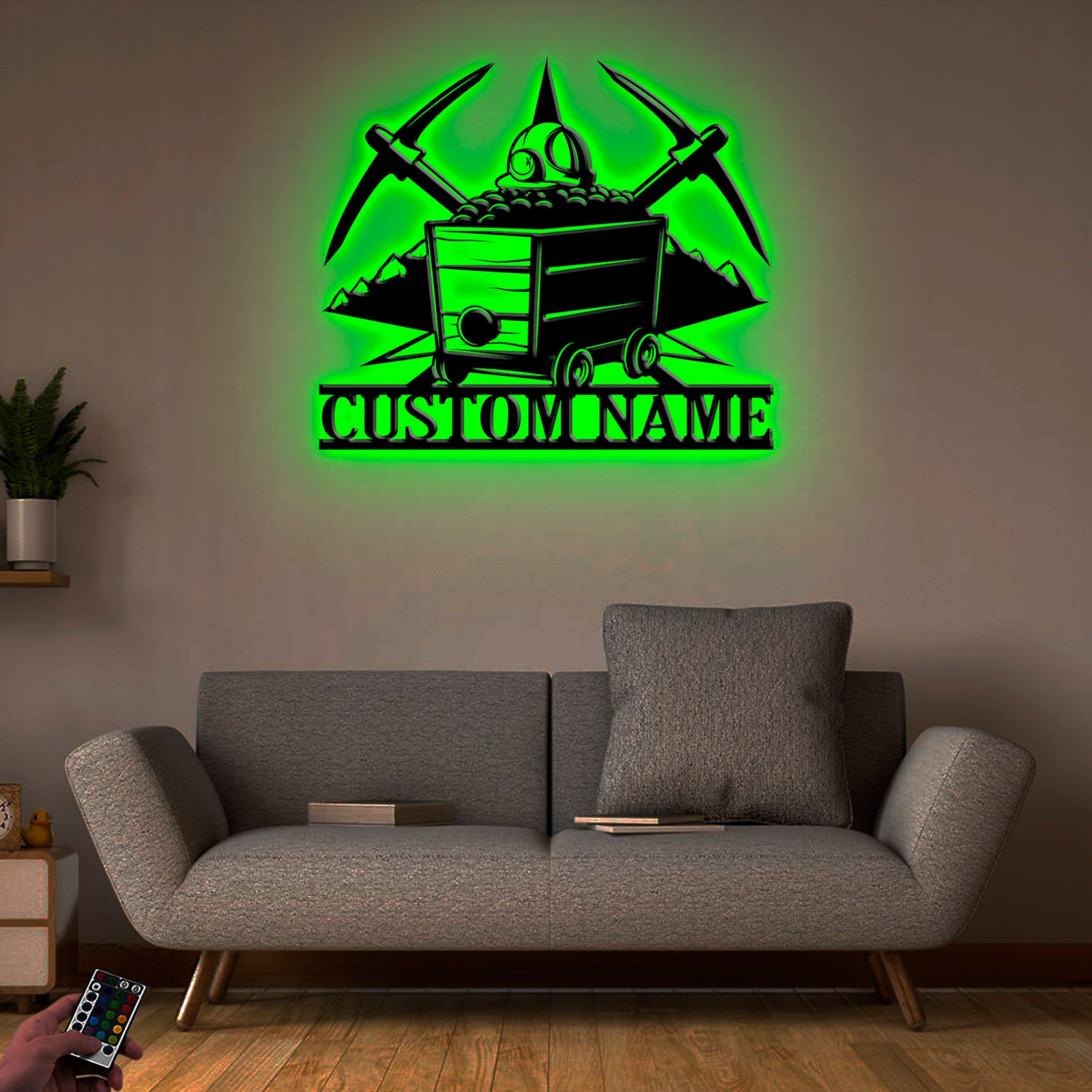 Custom Coal Mining Metal Wall Art Led Light, Personalized Miner Name ...