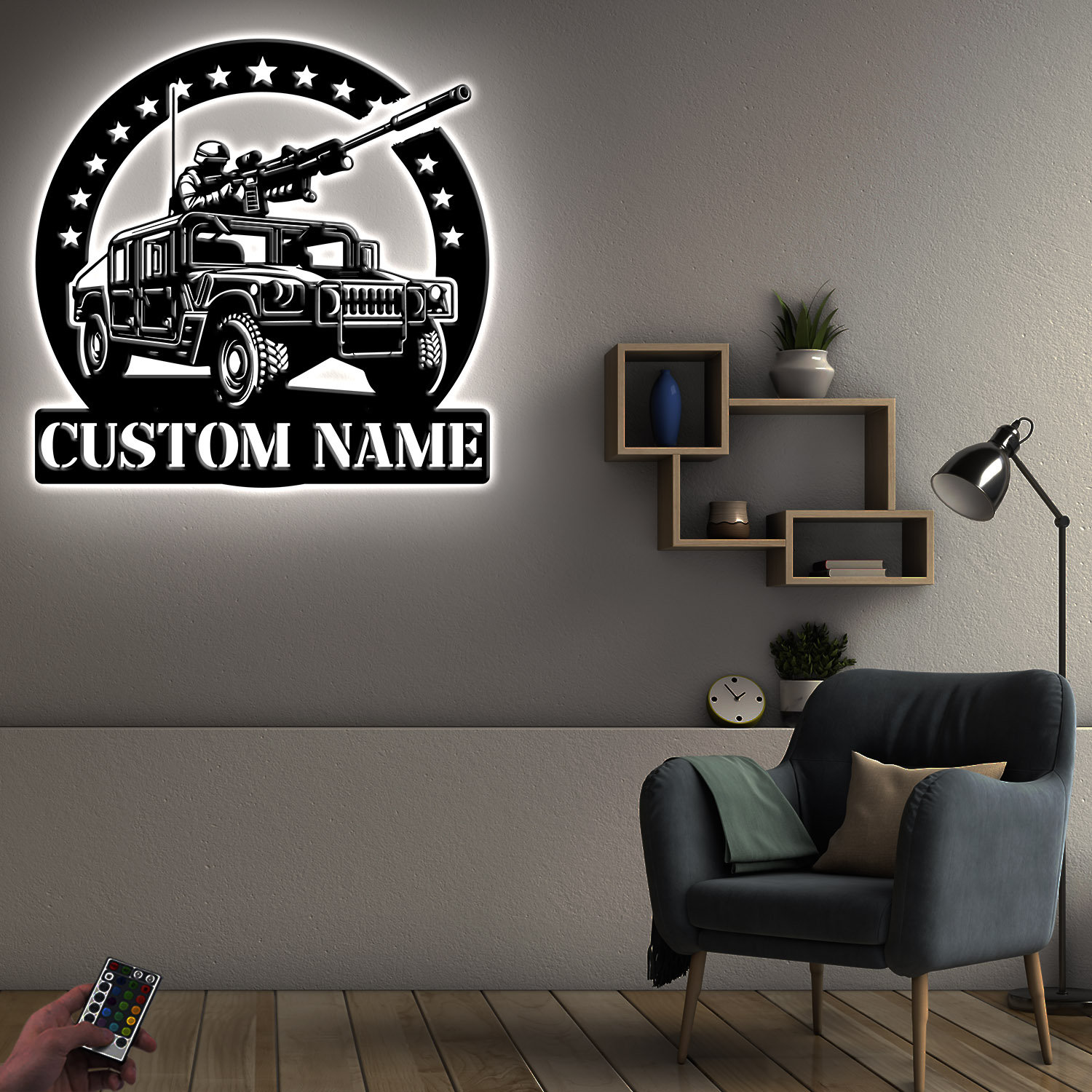 Custom Humvee Metal Wall Art LED Light, Personalized Humvee Driver Name ...