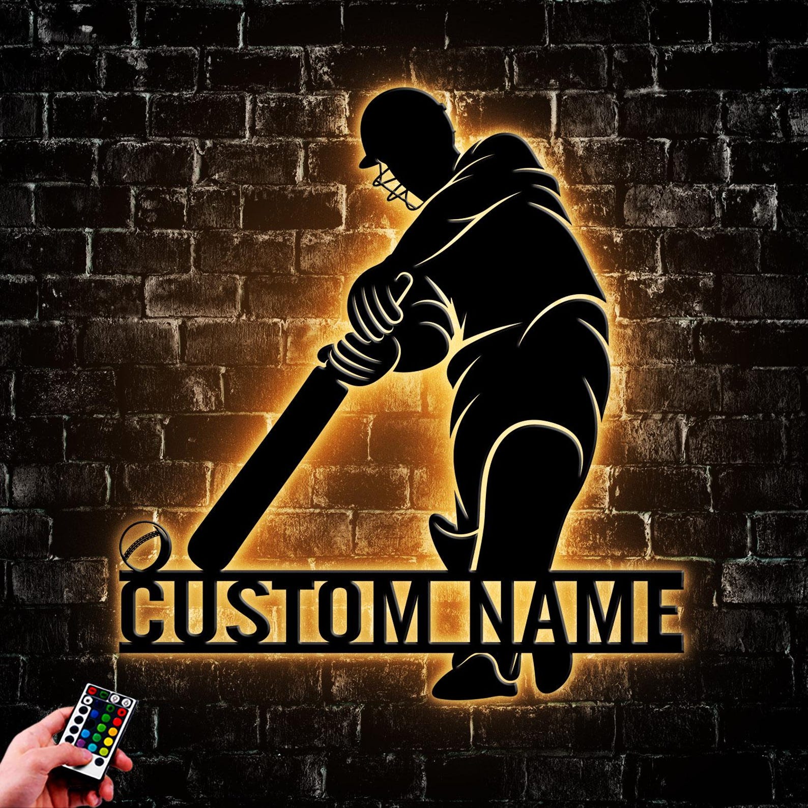 Custom Cricket Metal Wall Art LED Light, Personalized Cricket Player ...
