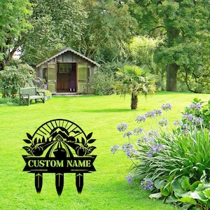 Custom Farm Garden Metal Sign, Personalized Gardener Name Sign Outdoor ...
