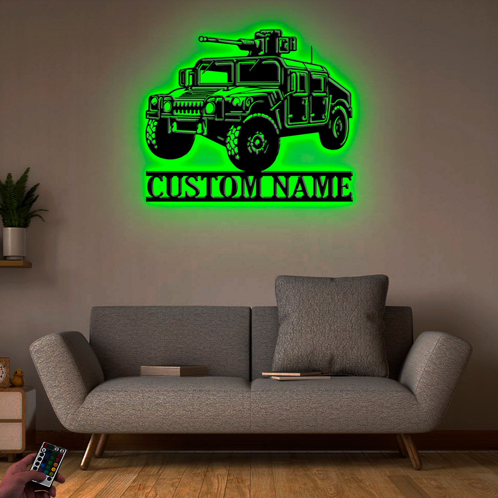 Custom Humvee Metal Wall Art LED Light, Personalized Humvee Driver Name ...