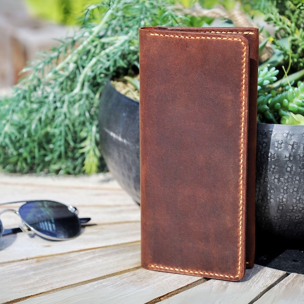 Leather Long Wallet - Etsy