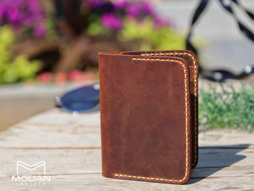Handmade Leather Cardholder Wallet: Brown Mens Wallet - Etsy Canada