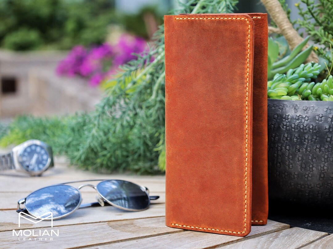 Leather Long Wallet, Mens Long Wallet, Handmade Wallet, Slim Long ...