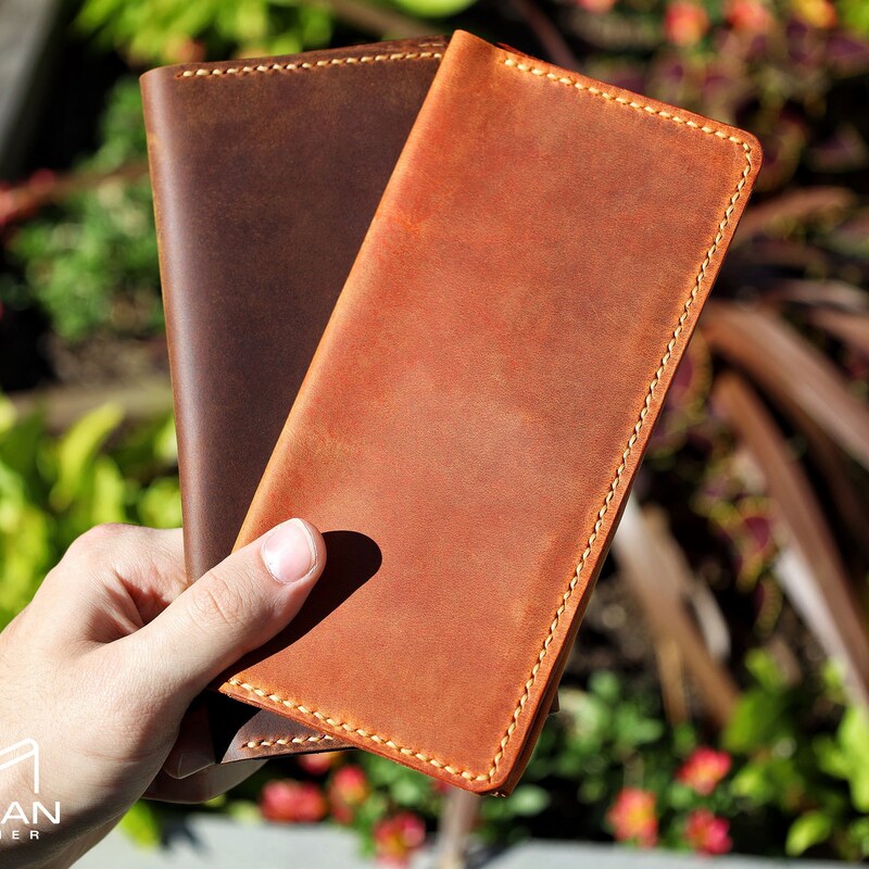 Leather Long Wallet - Etsy