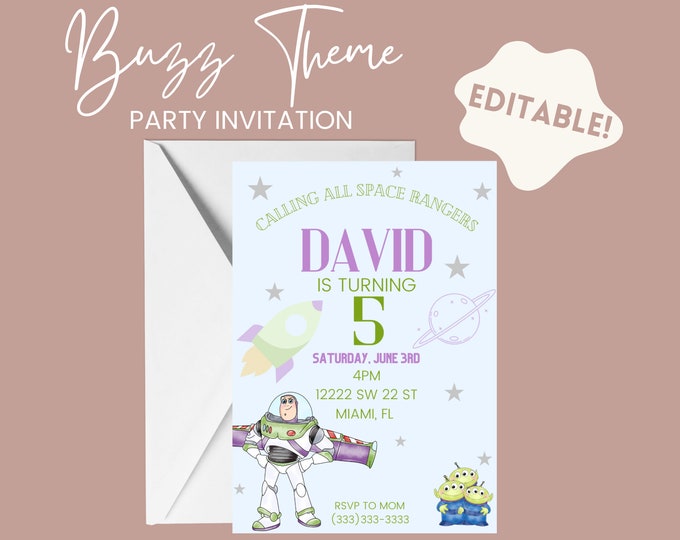 Buzz Lightyear Birthday Invitation, Toy Story Birthday Invite, to ...