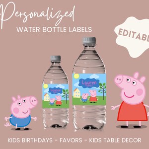 Peppa and George Water Bottle Labels - Etsy