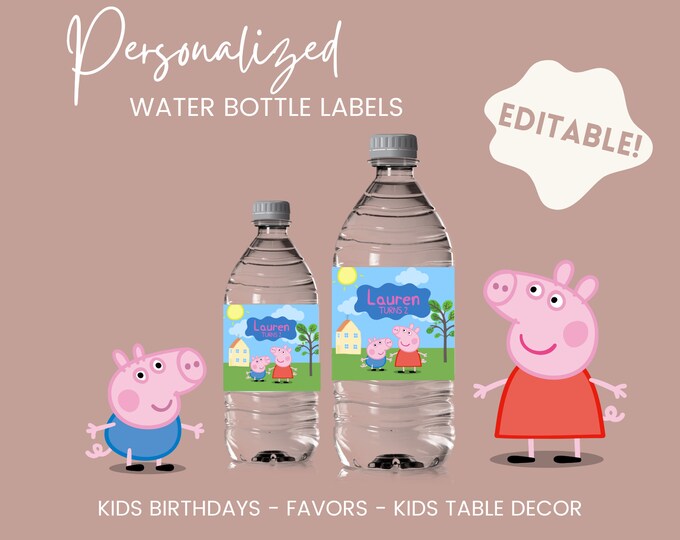 Peppa Pig Birthday Party Bag Label Pack, Peppa Pig Party Labels, Peppa ...