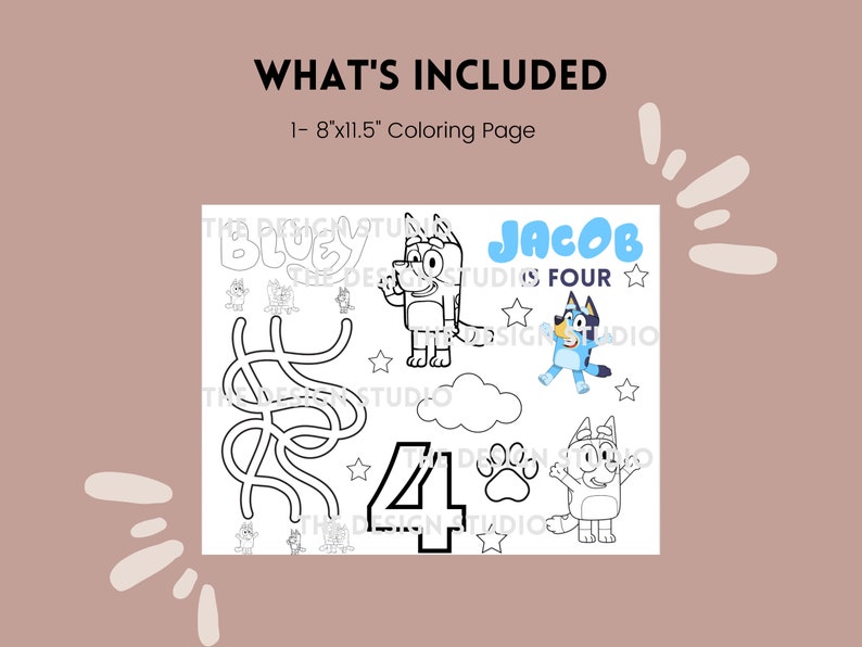 Bluey - Personalized Coloring Page - Etsy