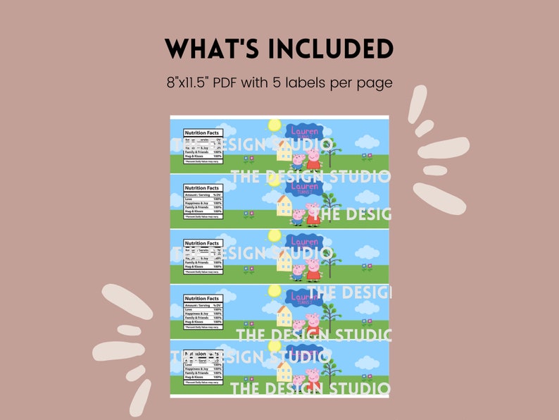 Peppa and George Water Bottle Labels - Etsy