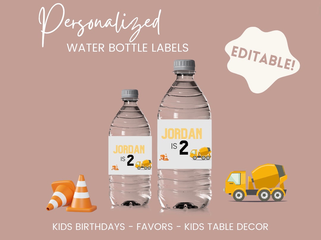 Construction - Water Bottle Labels - Etsy