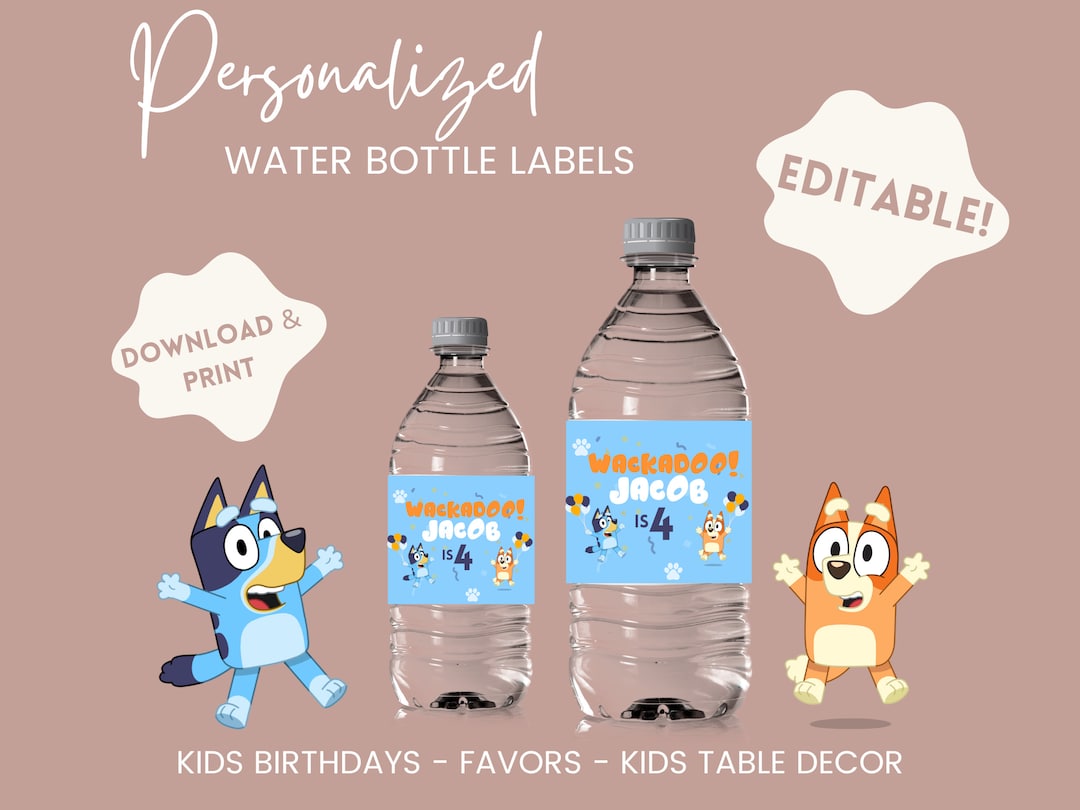Bluey - Water Bottle Labels - Etsy