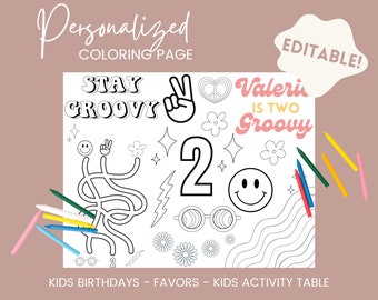 Printable Two Groovy Coloring Pages, 2nd Birthday Party Coloring Pages ...