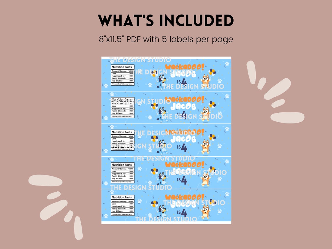 Bluey - Water Bottle Labels - Etsy
