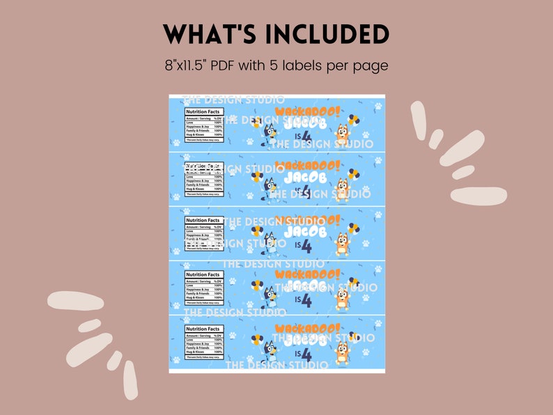 Bluey - Water Bottle Labels - Etsy