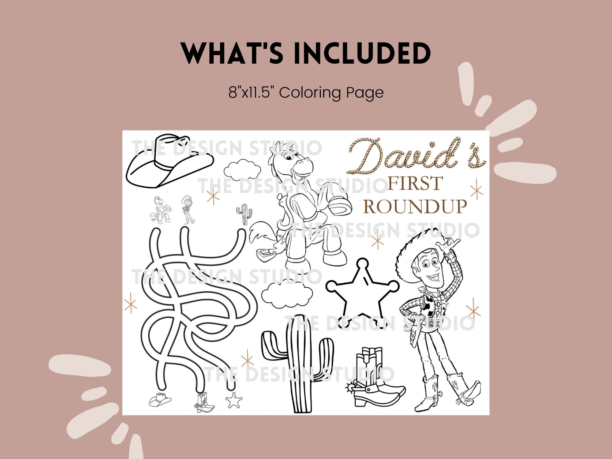 Woody Theme - Personalized Coloring Page - Etsy