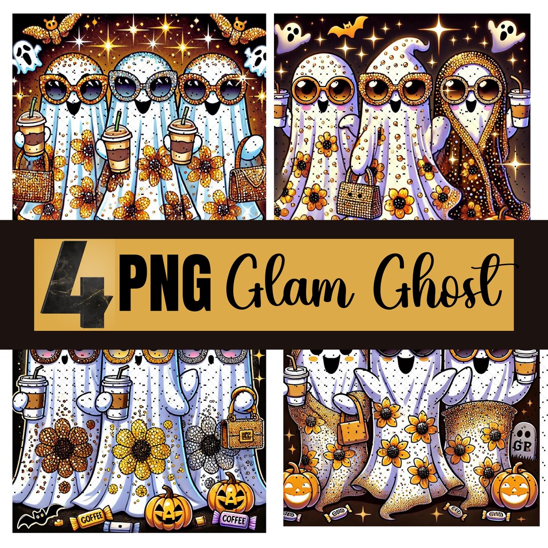 Glam Ghosts PNG Clipart Set: Halloween Coffee Ghosts (digital Download ...