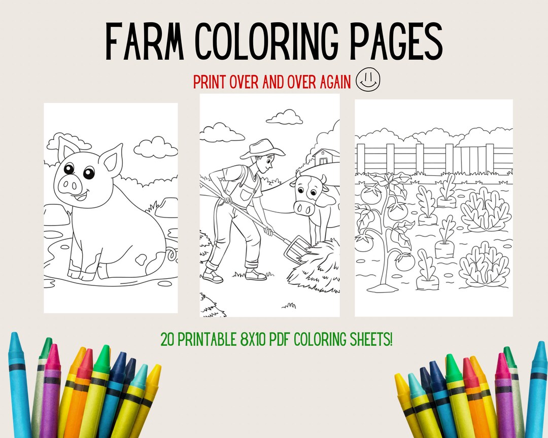Farm Coloring Pages for Kids Farming Coloring Book Pages for - Etsy